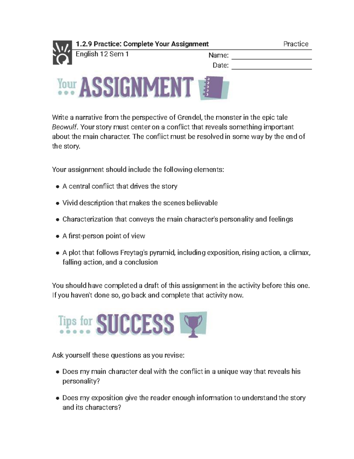 1.2.9 Practice - Complete Your Assignment (Practice) - 1.2 Practice ...