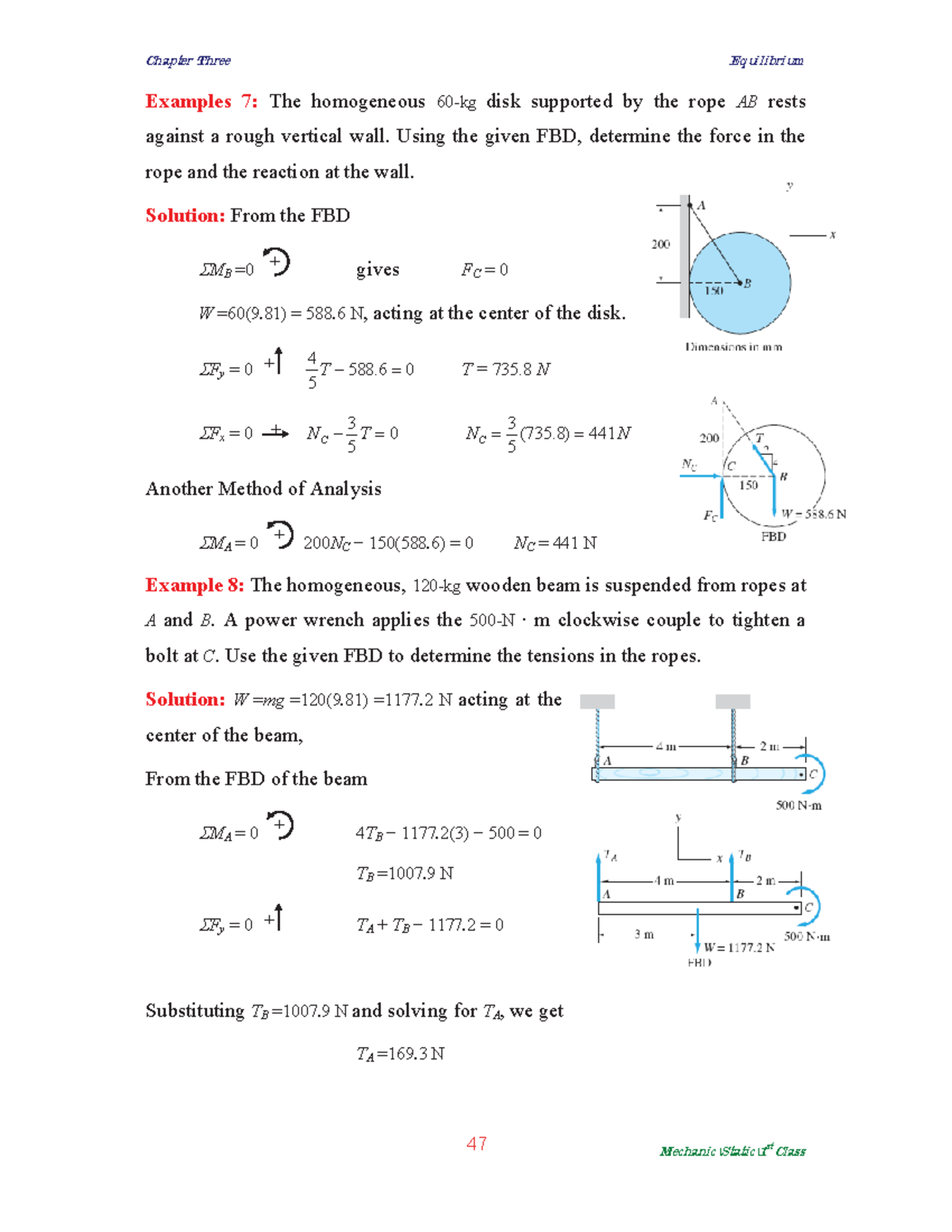 Moment fbd - Practice materials - Examples 7: The homogeneous 60-kg ...