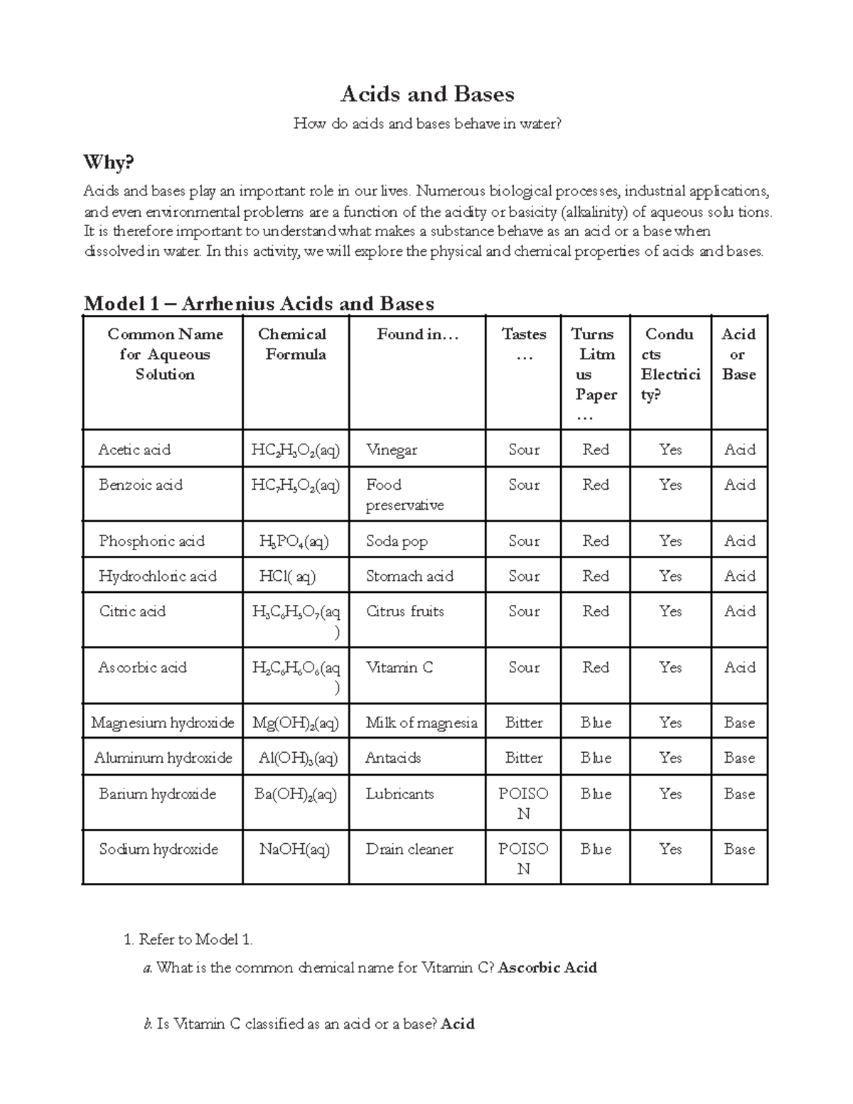 32 Acids and Bases-S - Acids and Bases How do acids and bases behave in ...