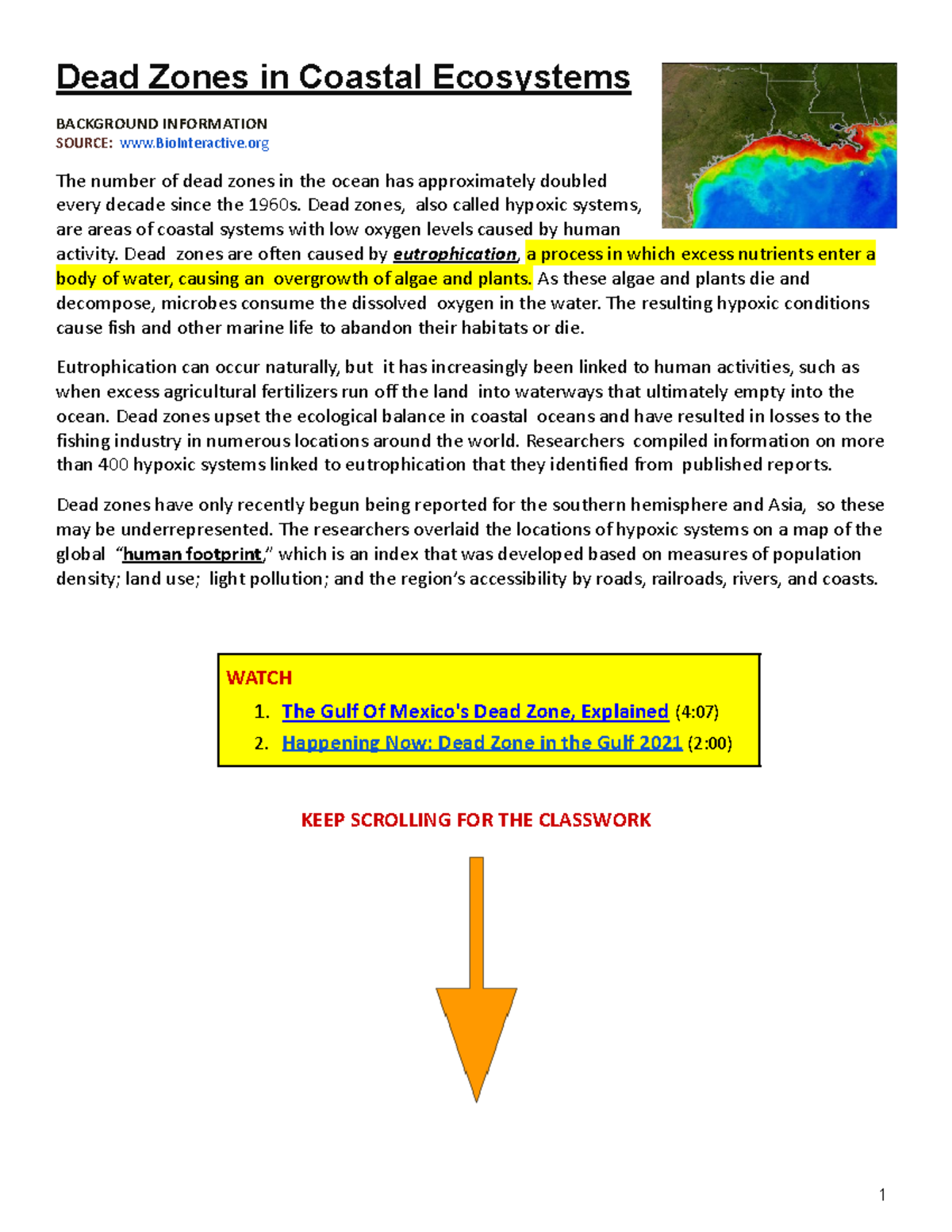 Dead Zones - this is like20 points - Dead Zones in Coastal Ecosystems ...