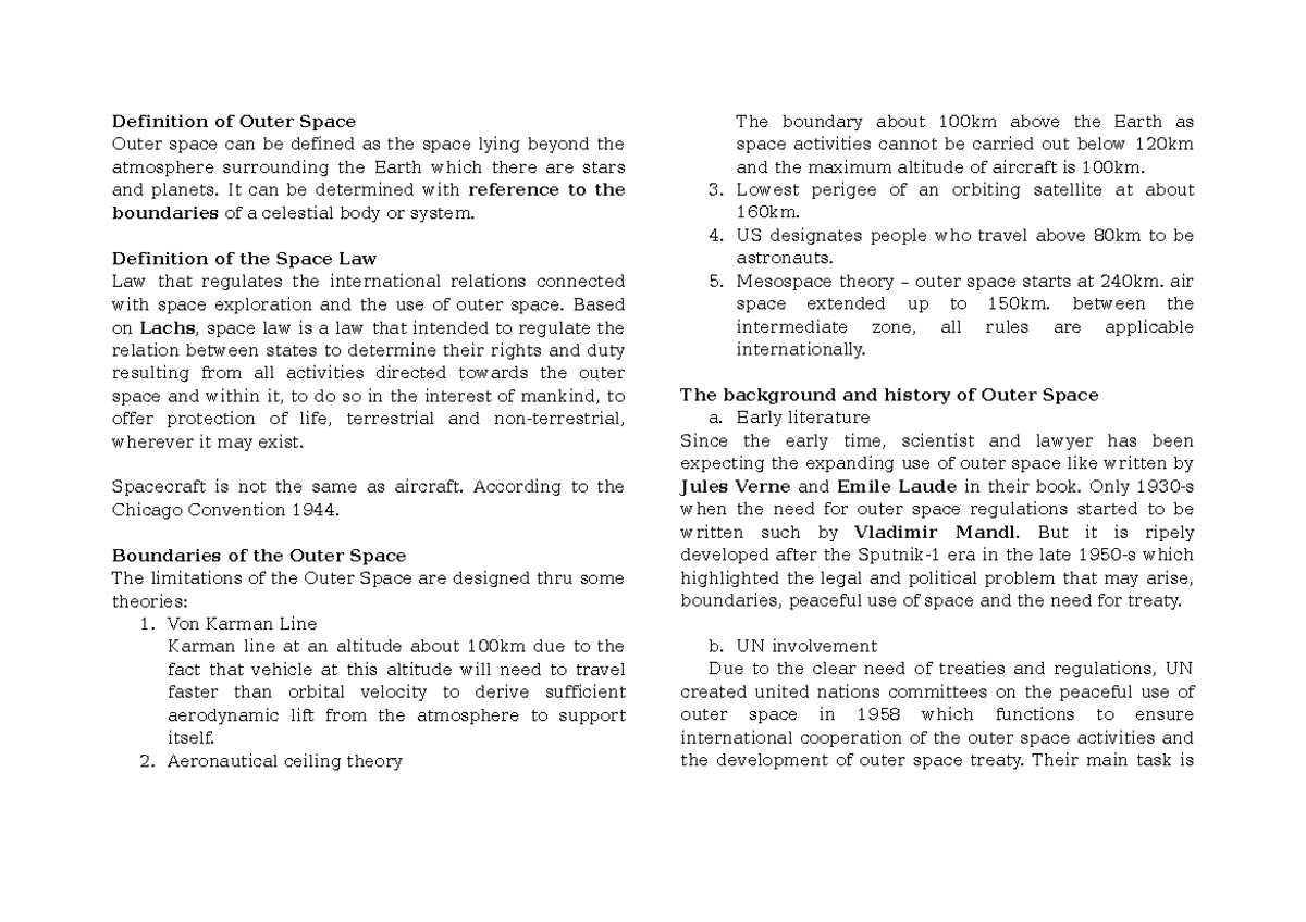 Final Space Law - hope it helps - Definition of Outer Space Outer space ...