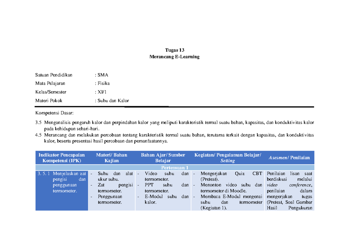 Tugas Merancang E-Learning - Tugas 13 Merancang E-Learning Satuan ...