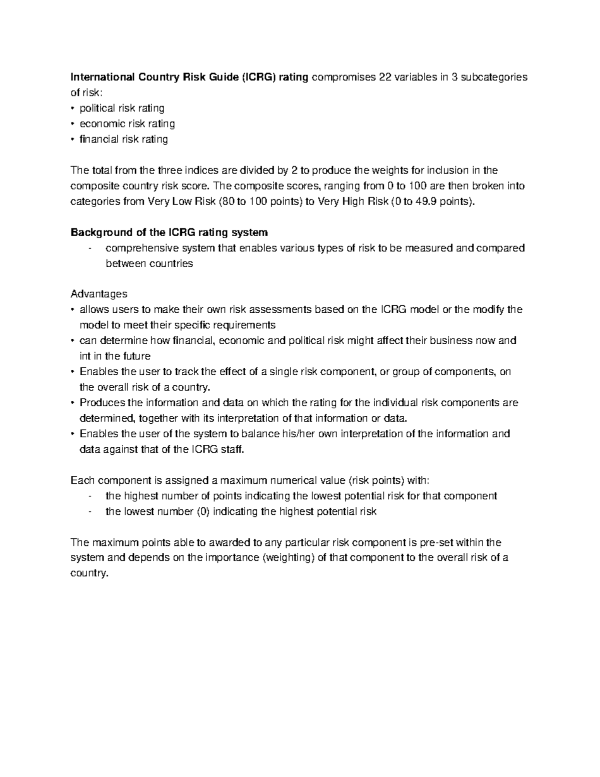 International Country Risk Guide - The composite scores, ranging from 0 ...