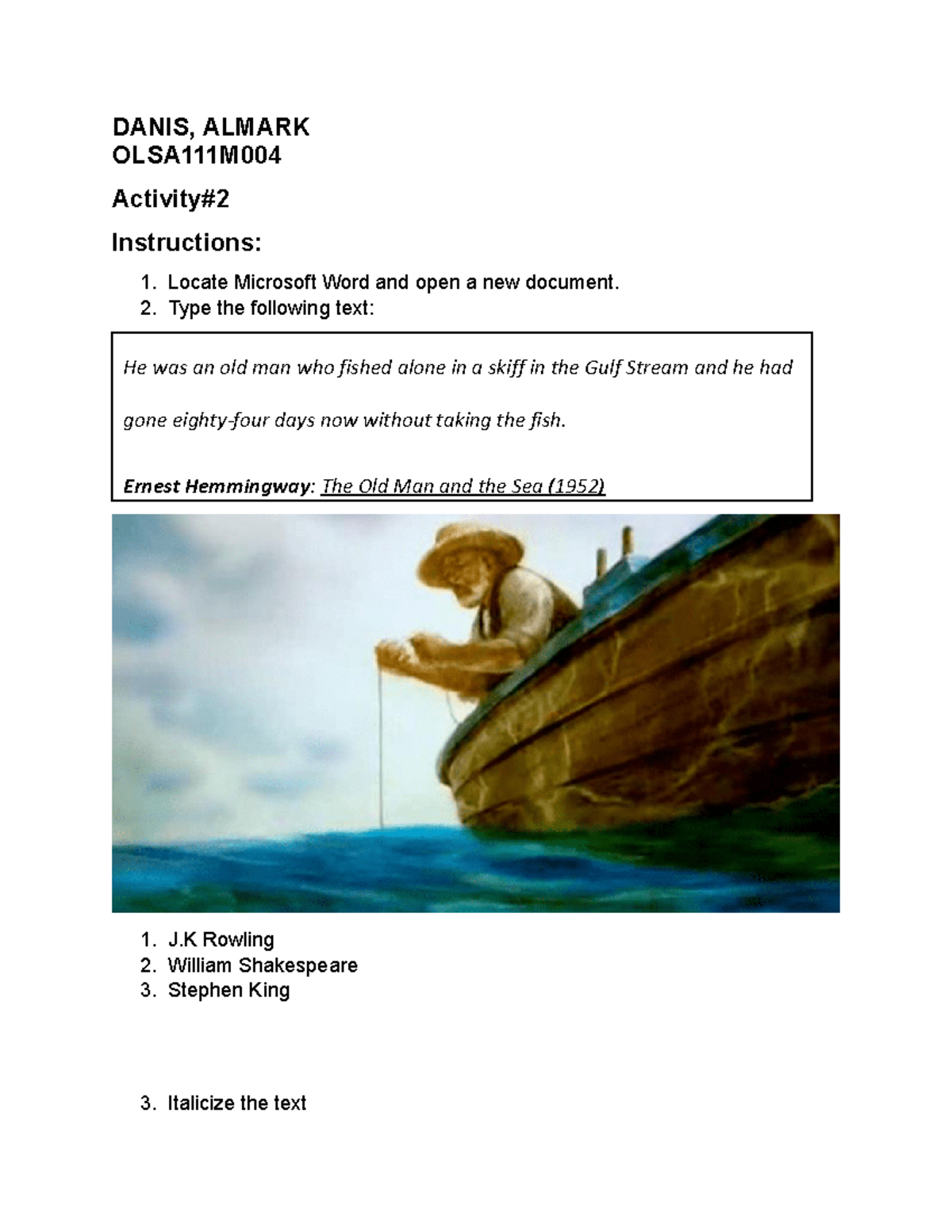 The Old Man and the Sea - The Old Man and the Sea - DANIS, ALMARK ...