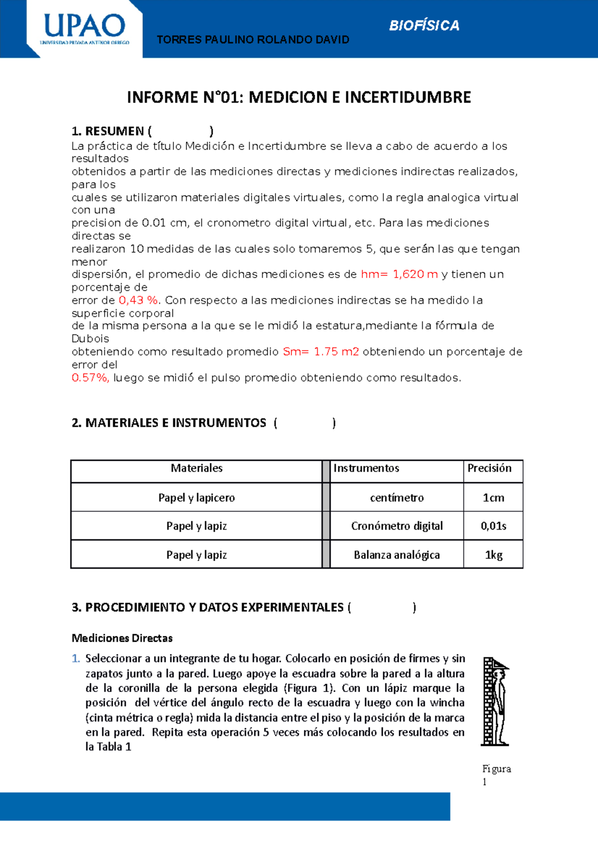 Practica De Mediciones Informe N°01 Medicion E Incertidumbre 1