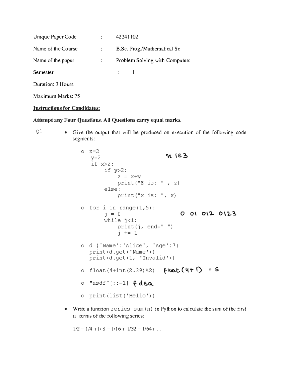 DU QP Python 21 - Unique Paper Code : 42341102 Name of the Course : B ...