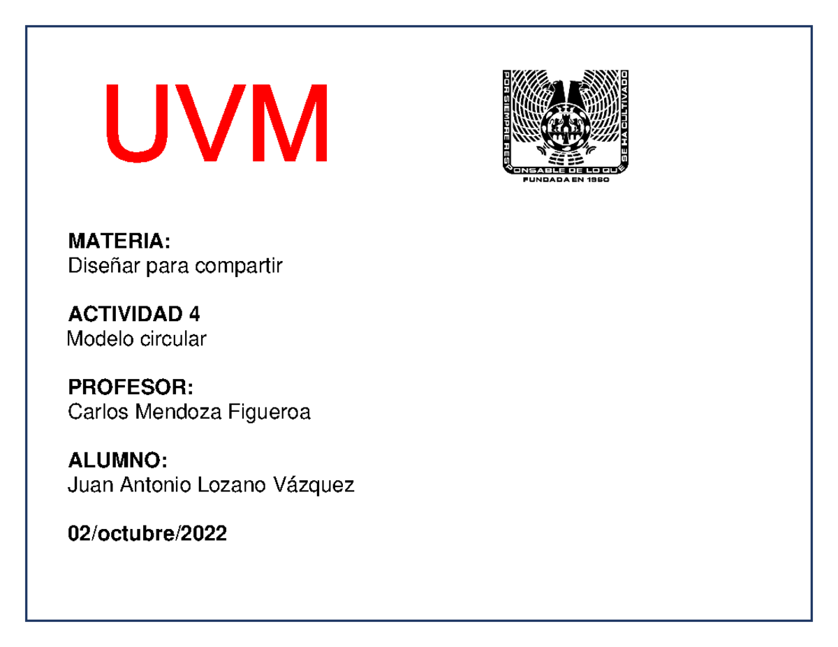 Actividad 4 Modelo circular - MATERIA: Diseñar para compartir ACTIVIDAD 4 Modelo circular ...