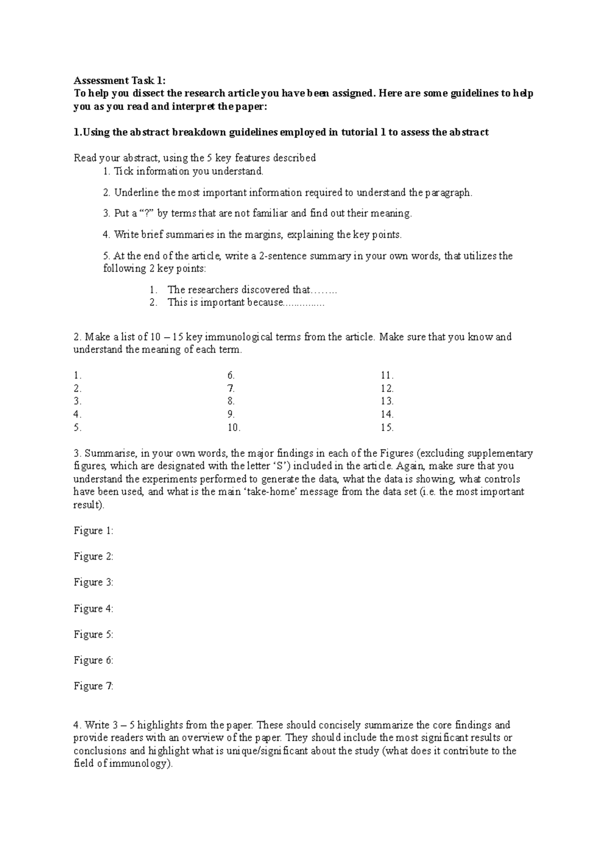 Breaking Down Paper - workshop 1 work - Assessment Task 1: To help you ...