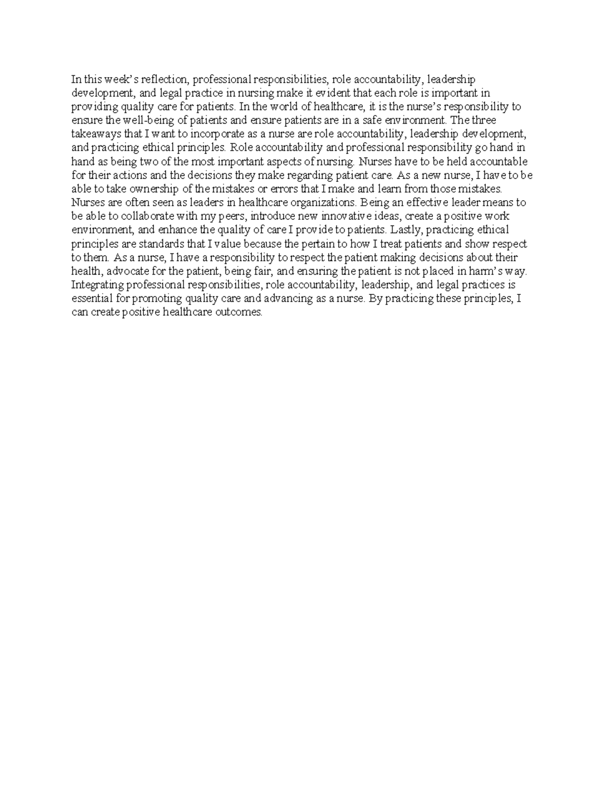 Leadership and Management Reflection Week 3 - In this week’s reflection ...