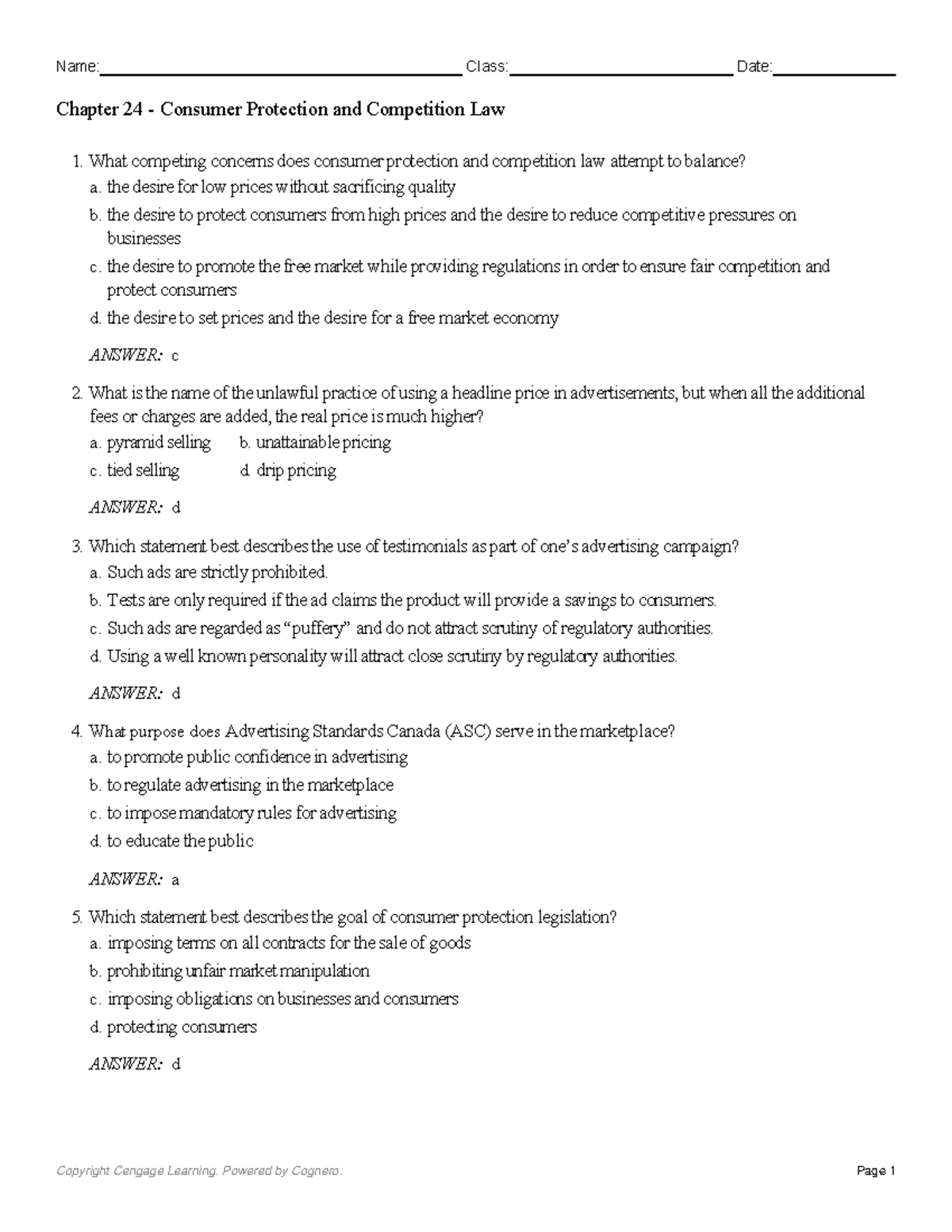 Chapter 24 Consumer Protection and Competition Law - - Studocu