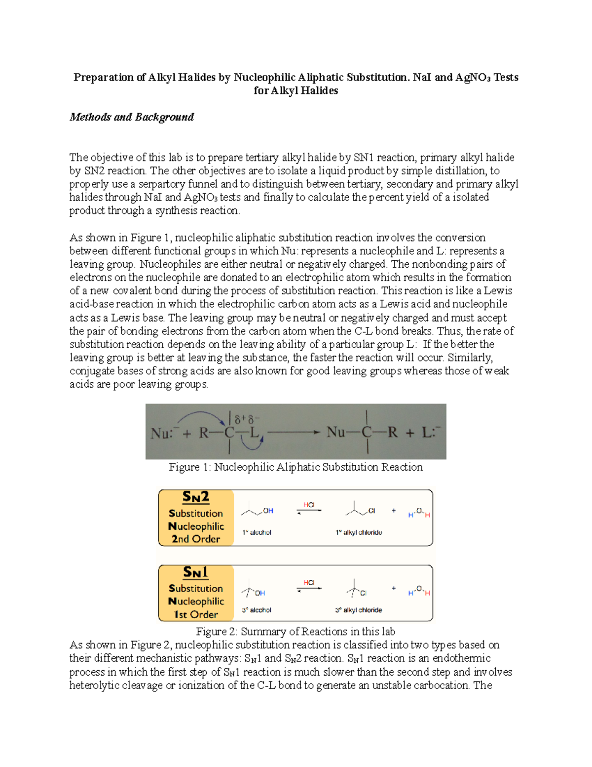 Preparation of Alkyl Halides by Nucleophilic Aliphatic Substitution new ...