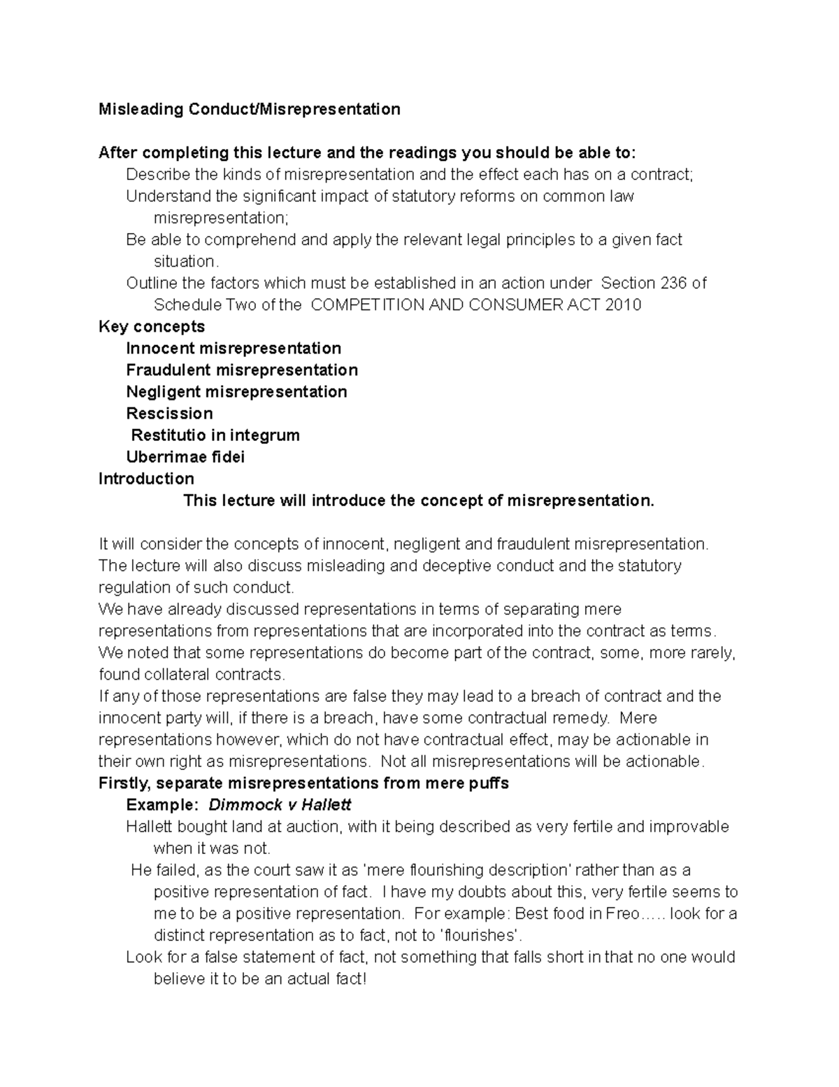 Misleading Conduct Misrepresentation - Misleading Conduct ...