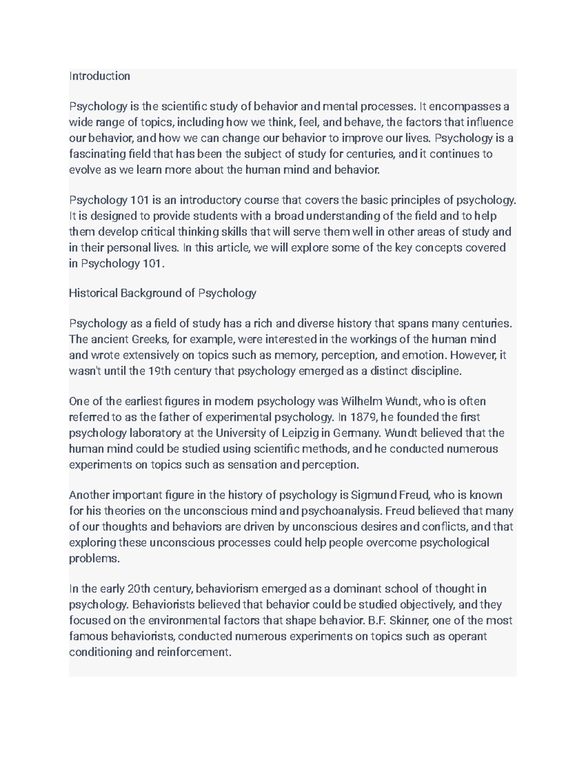 General Psychology Chapter 1-3 - Introduction Psychology is the ...