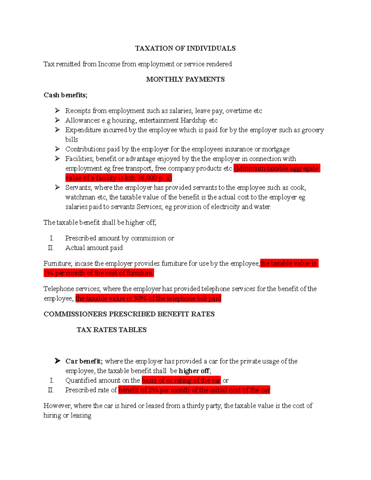 Taxation OF Individuals-1 - TAXATION OF INDIVIDUALS Tax remitted from ...