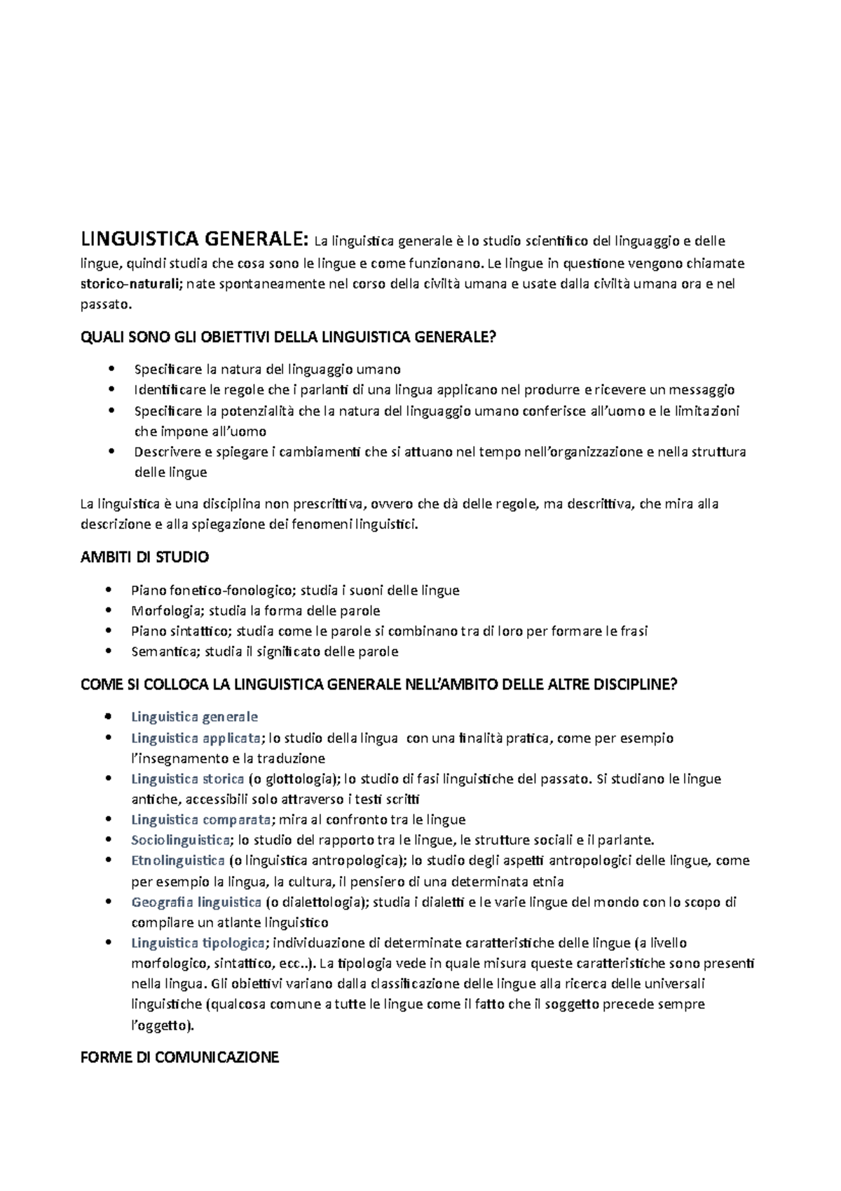 Linguistica generale (intro, strutturalismo, fonetica, fonologia ...