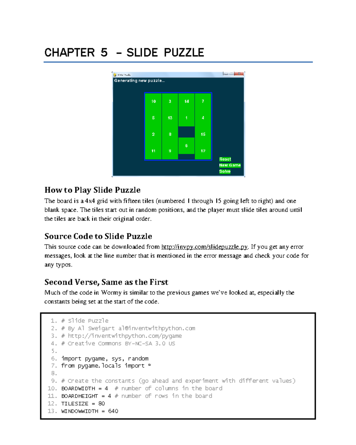 Chapter 05 - Graphics and Visual Computing - 1. # Slide Puzzle 2. # By ...
