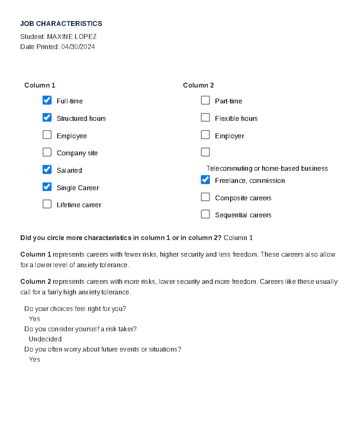 Job chracteristics - its for the assighnment - JOB CHARACTERISTICS ...