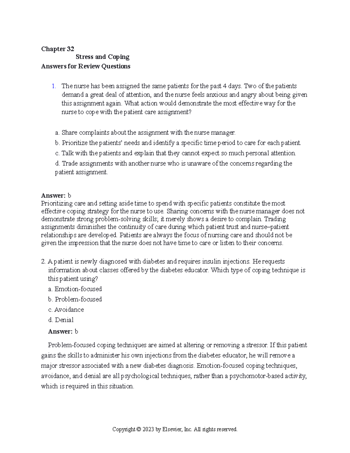 Stress & coping - hope this helps!!!!!!1 - Chapter 32 Stress and Coping ...