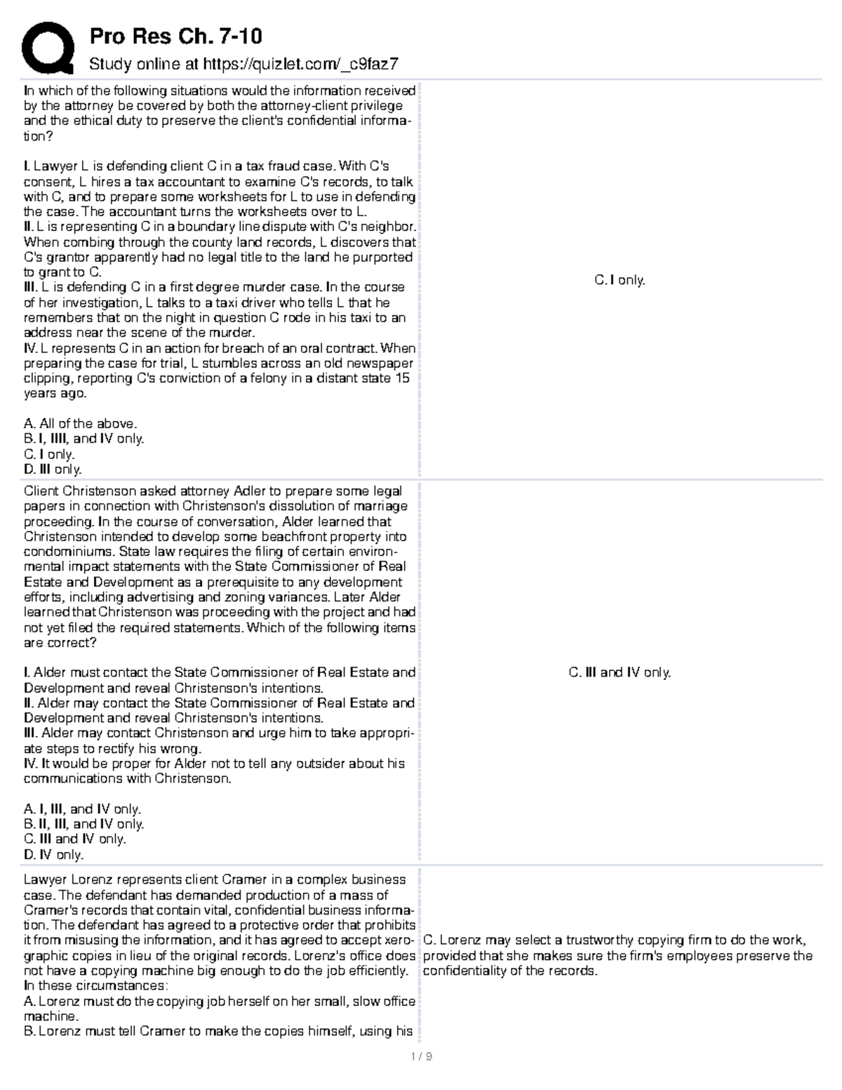Pro Res Ch. 7-10 - Multiple choice. - Study online at quizlet/_c9faz In ...