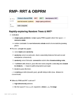 RMP 03 Sample Based Motion Planning - RMP-Sample Based Motion Planning Key words connectivity ...