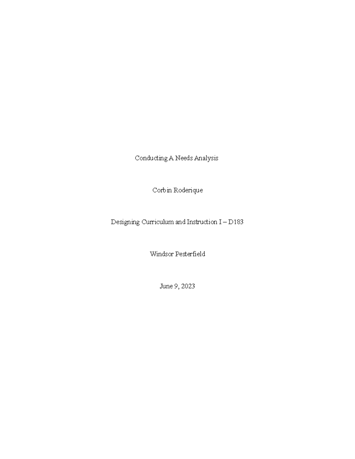 Task 1- Conducting A Needs Analysis - Conducting A Needs Analysis ...