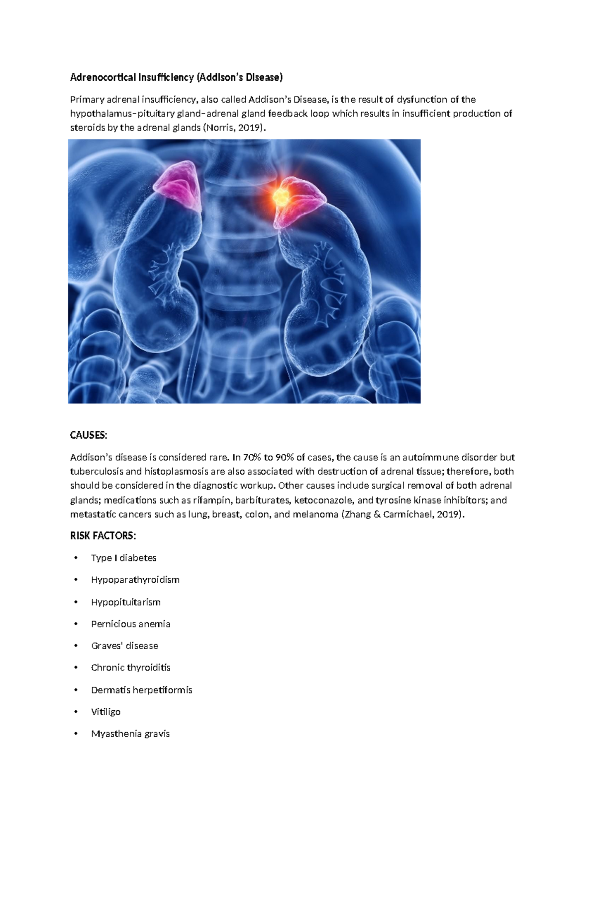 Addison's dse - STUDOCU - Adrenocortical Insufficiency (Addison’s ...