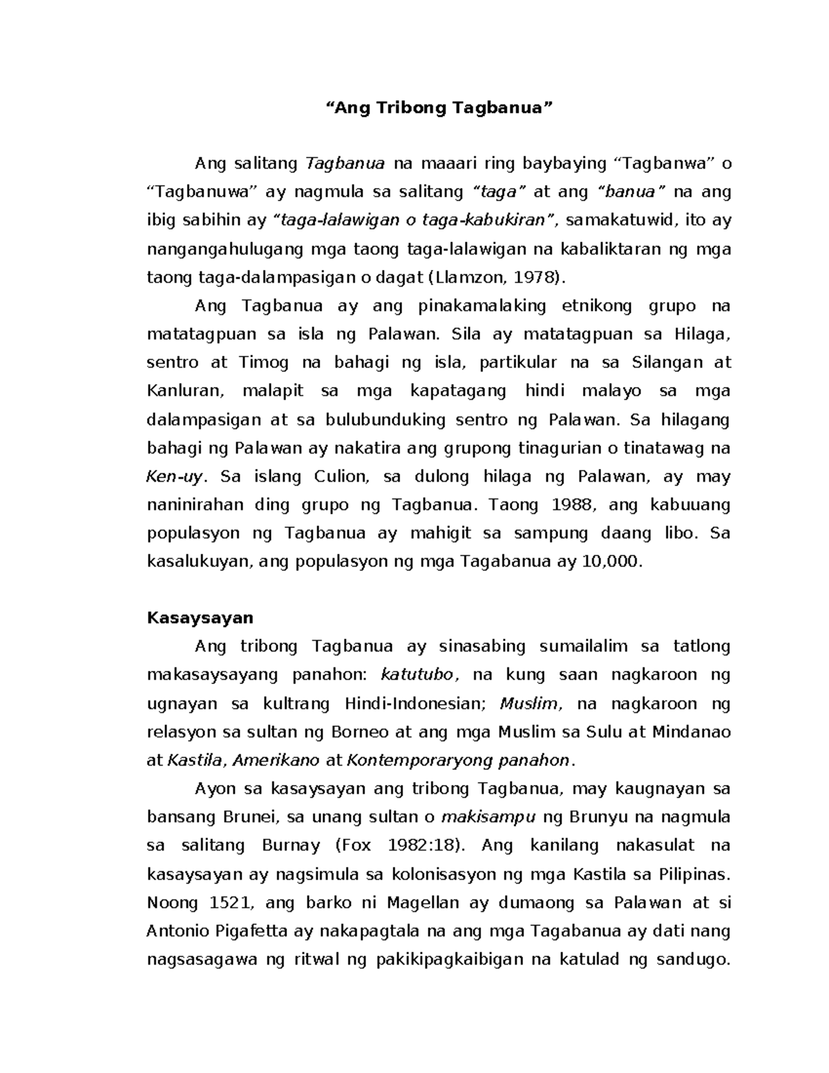 Ang Tribong Tagbanua - “Ang Tribong Tagbanua” Ang salitang Tagbanua na ...