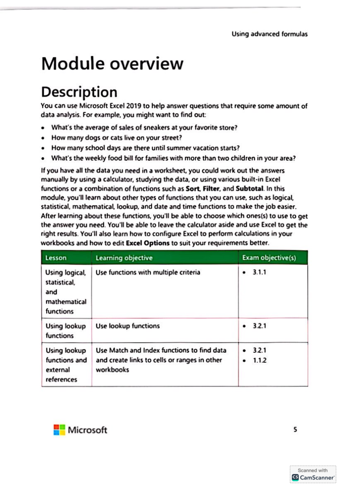 It application - Using advanced formulas Module overview Description ...
