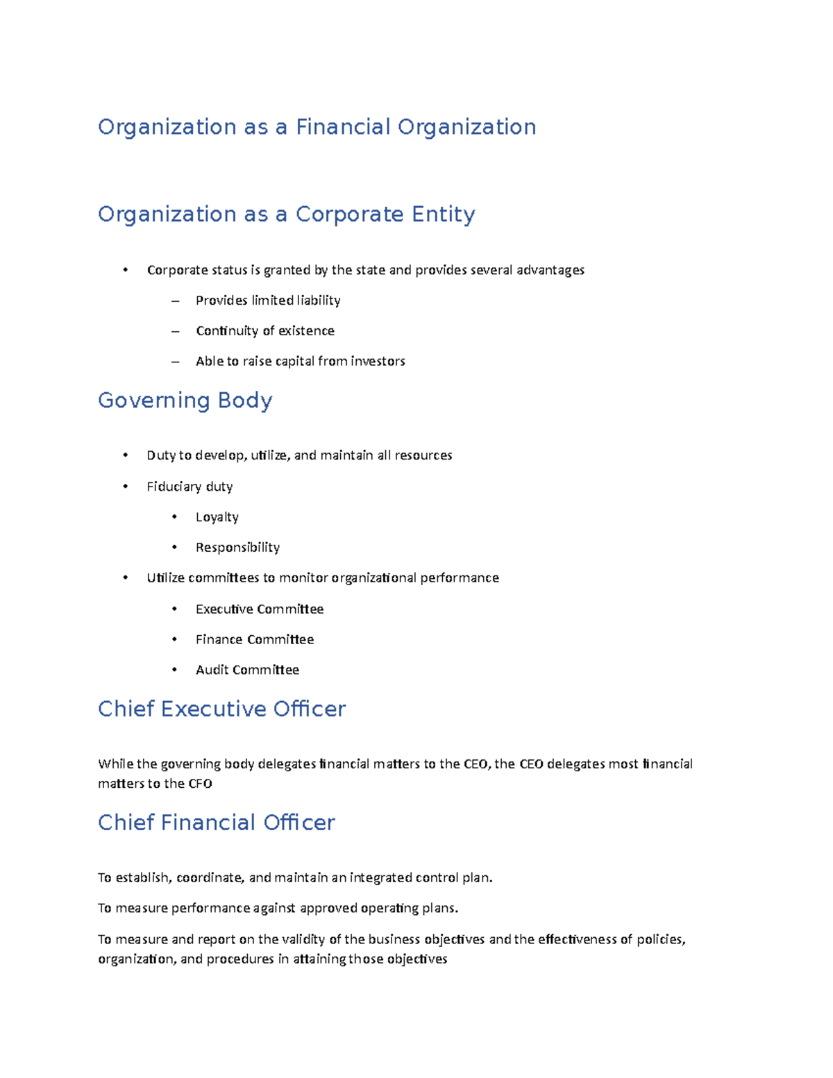 Organization as a Financial Organization - Organization as a Financial ...