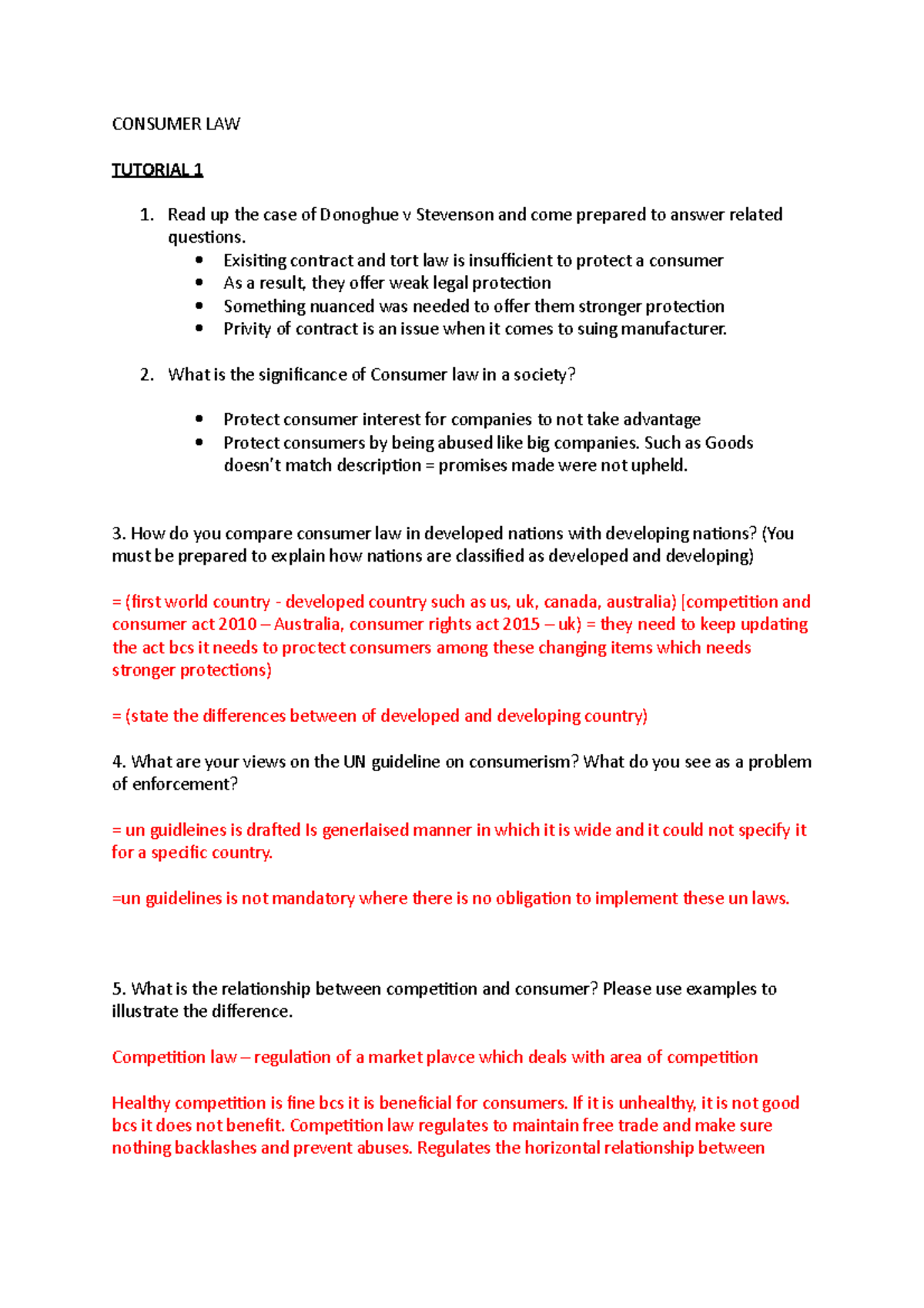 Backup of Consumer LAW Tutor - CONSUMER LAW TUTORIAL 1 Read up the case ...
