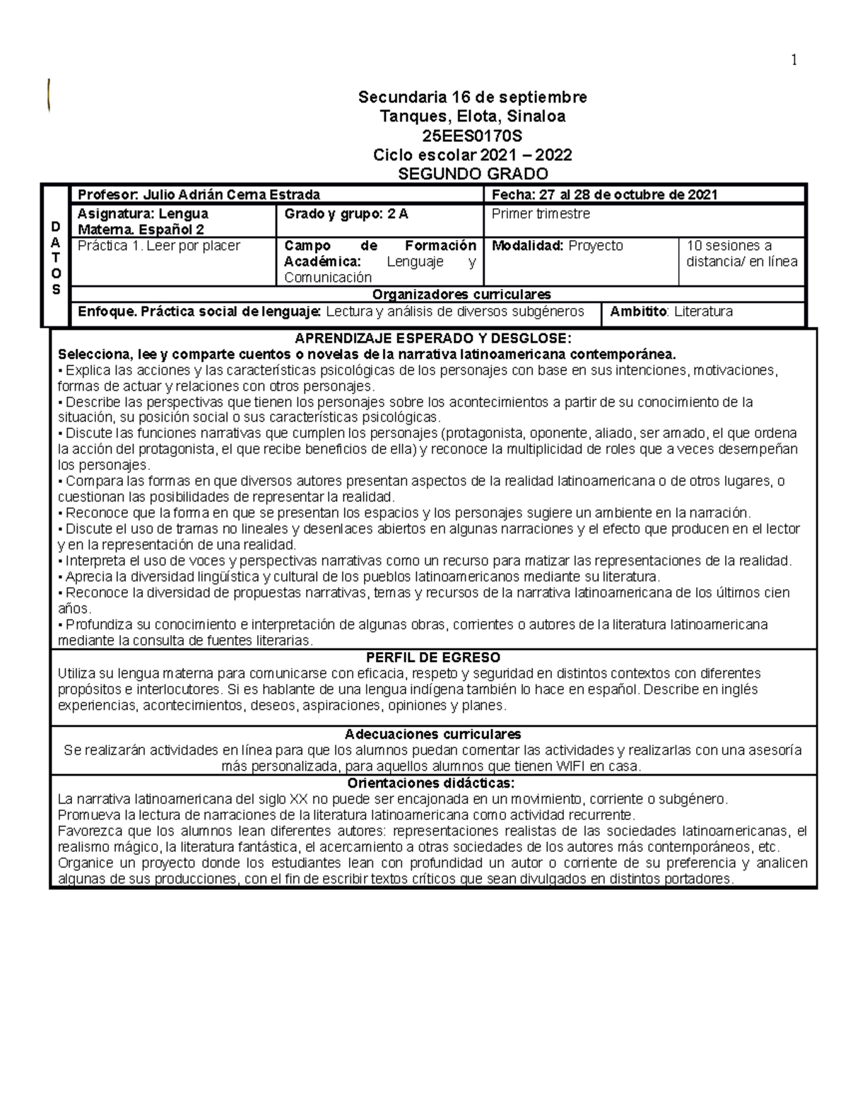 titulo de trabajo - Secundaria 16 de septiembre Tanques, Elota, Sinaloa ...