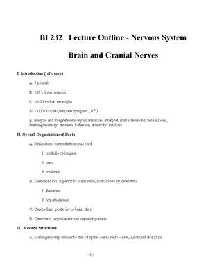 Fill in table for Brain chapter and other in class for brain ...