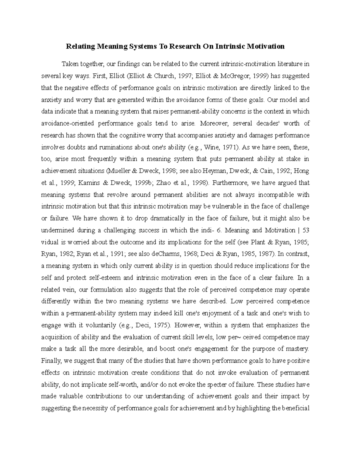 Relating Meaning Systems To Research On Intrinsic Motivation - First ...