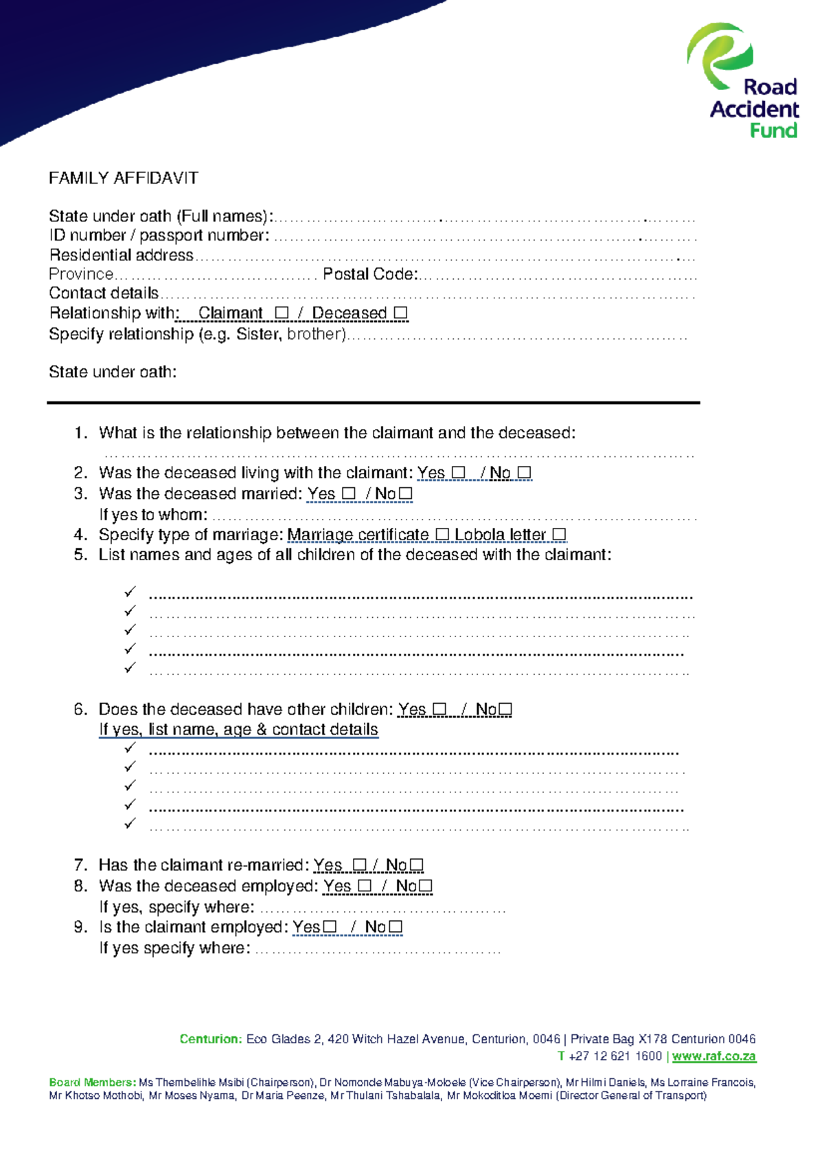 Family Affidavits Sample - Centurion: Eco Glades 2, 420 Witch Hazel Avenue, Centurion, 0046 ...