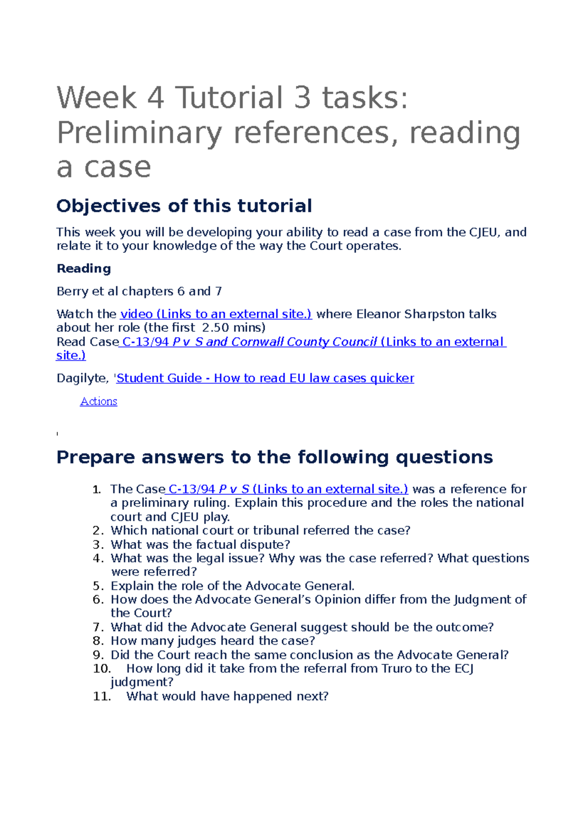 Week 4 Tutorial 3 tasks- Preliminary references, reading a case - Week ...