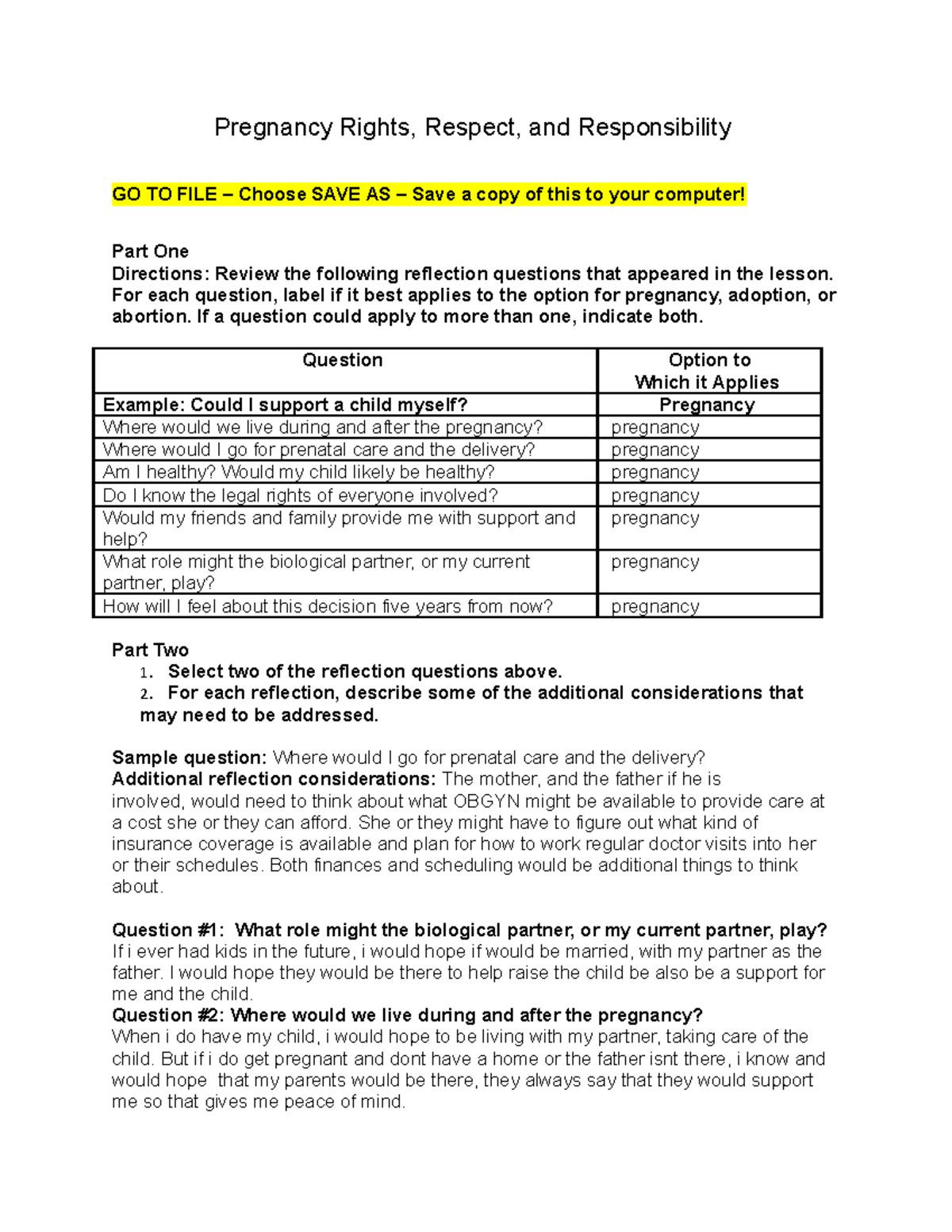 Pregnancy rights respect responsibility-1 - Pregnancy Rights, Respect ...