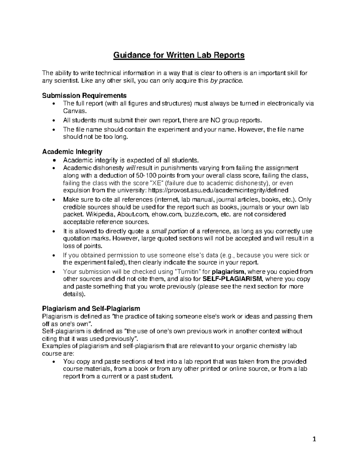 Guidance for Written Lab Reports - Like any other skill, you can only ...