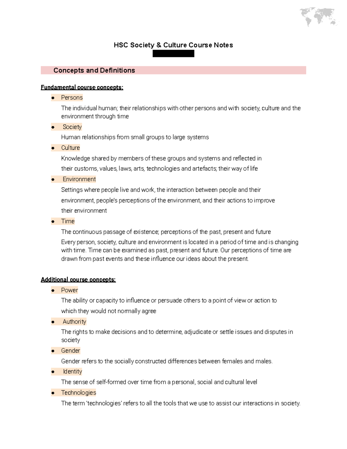 HSC Society - Covers course content across core components and elective ...