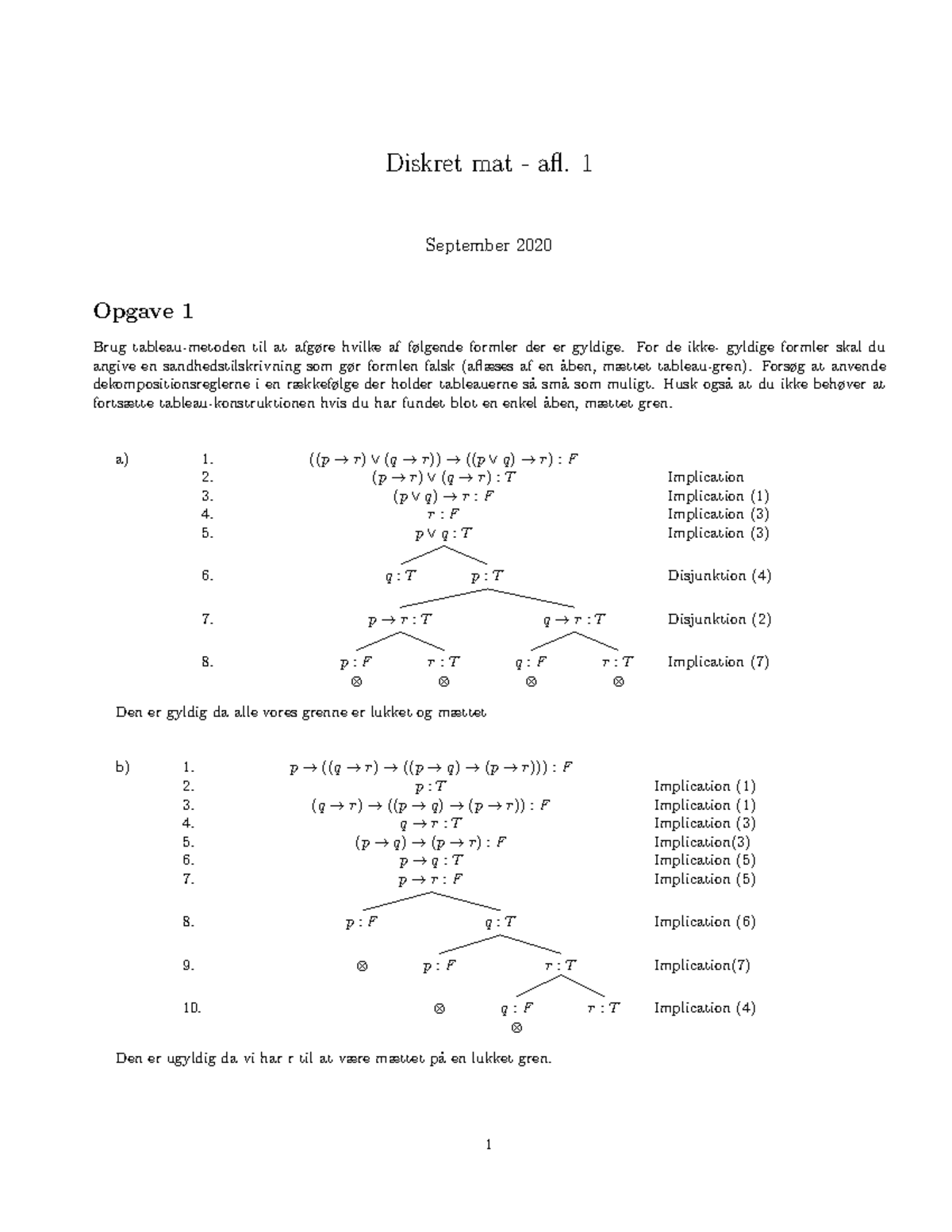 0 1017 Diskret matematik - Hjemme Opgave 1 - Diskret mat - afl. 1 ...