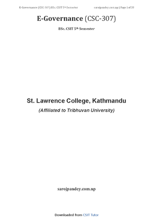 E-Governance Points - Unit -1 E-Governance E-governance refers to the use of electronic - Studocu