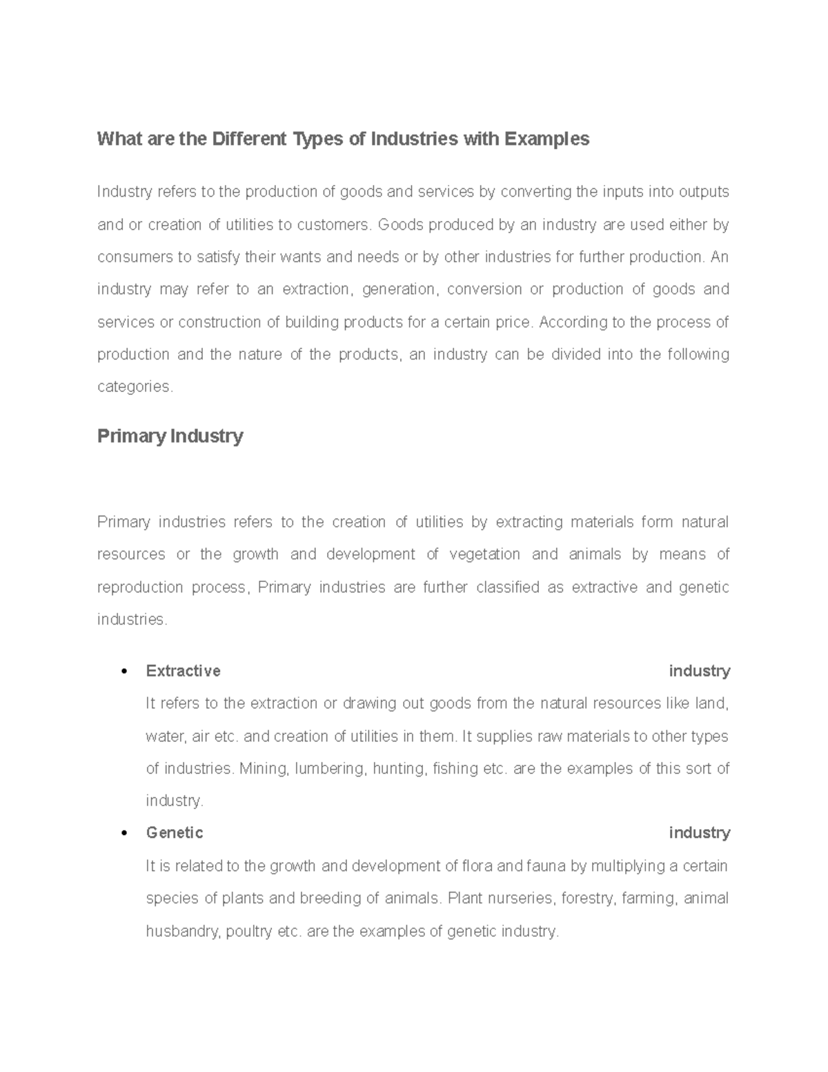 Types of industries 1 - Aplied economics - What are the Different Types ...