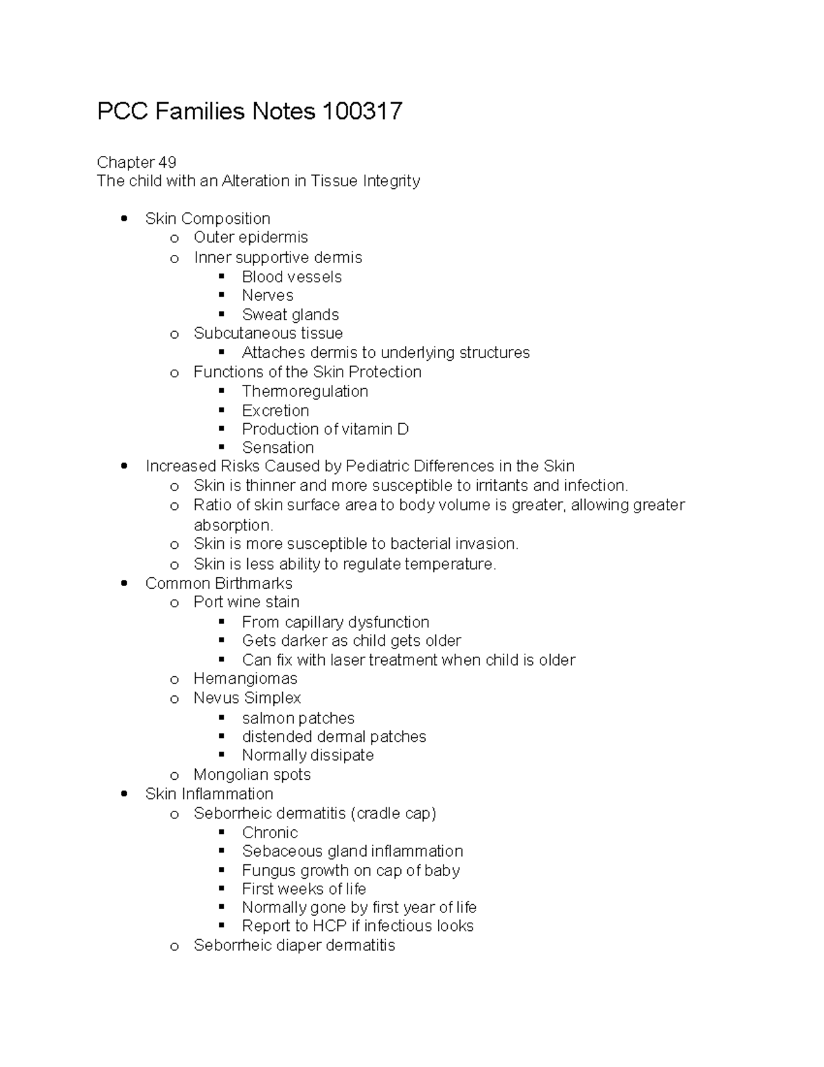 PCC Families Notes 100317 - PCC Families Notes 100317 Chapter 49 The ...