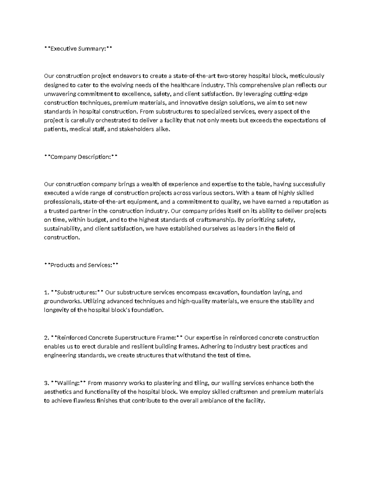 Executive Summary m m - none - Executive Summary: Our construction ...