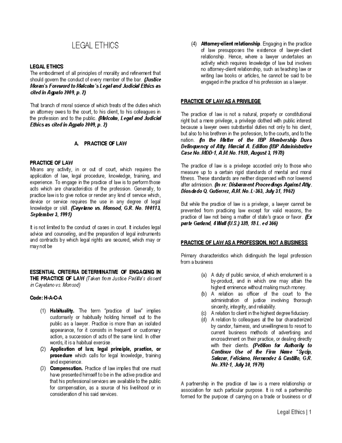 Legal- Ethics - zzxc - LEGAL ETHICS LEGAL ETHICS The embodiment of all ...