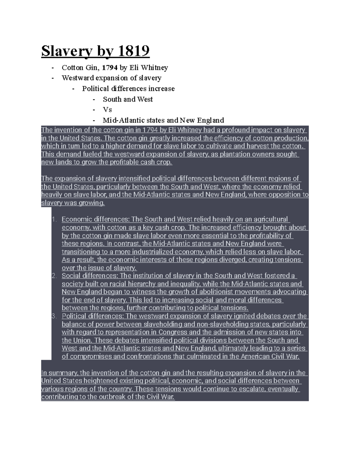 Slavery by 1819 key questions - Slavery by 1819 Cotton Gin, 1794 by Eli ...