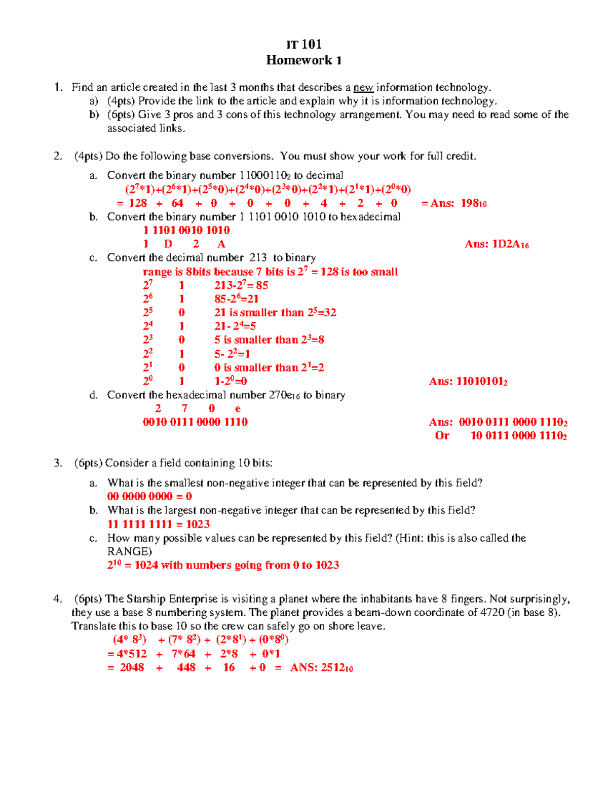 IT101-HW1-S2022ANS - Answer key for HW 1 - IT 101 Homework 1 Find an ...