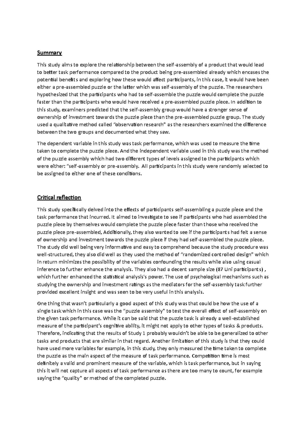 Copy mr paper - Part B of reflection on article 800 words roughly ...