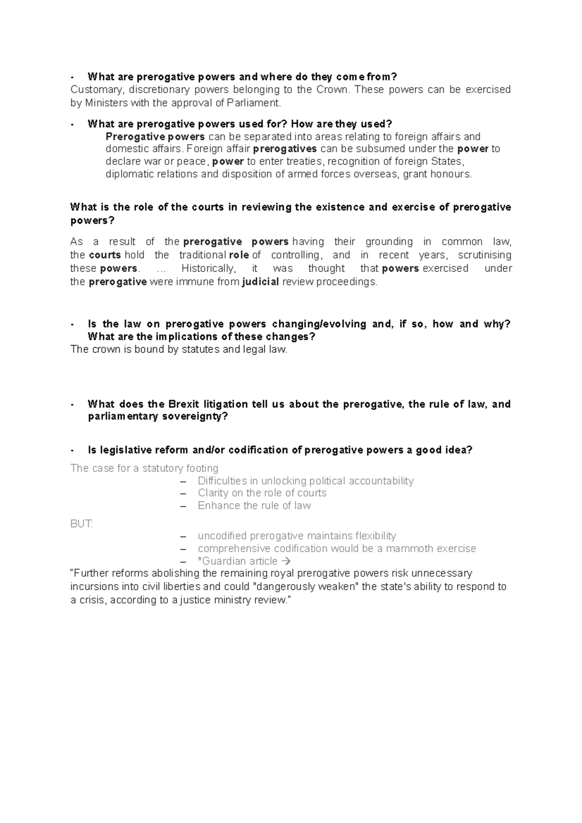 Prerogotive powers seminar - What are prerogative powers and where do ...