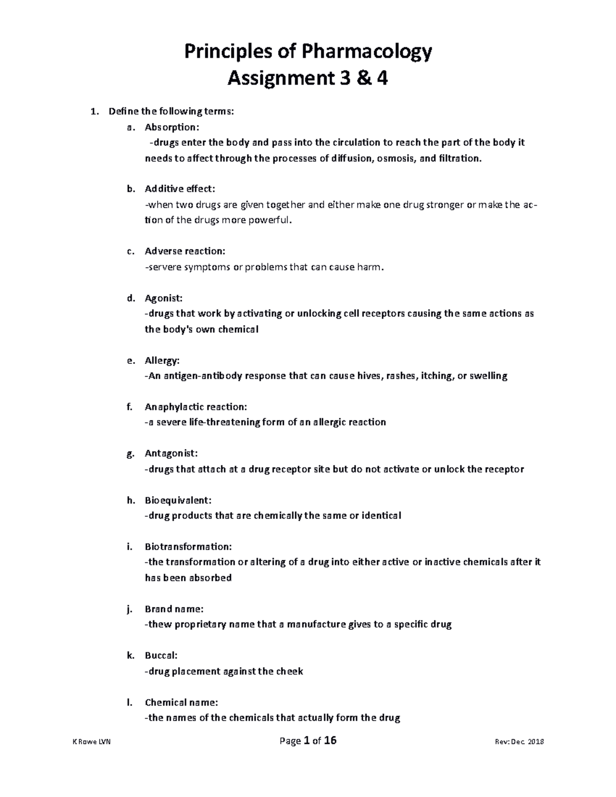 Assignment 3 & 4 Chapter 3 Principles OF Pharmacology DEC 2018 ...