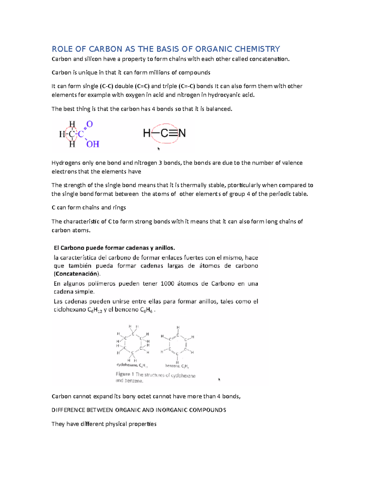 ROLE OF CARBON AS THE BASIS OF ORGANIC CHEMISTRY - Carbon is unique in ...